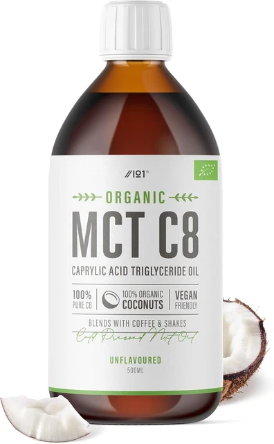 ORGANIC C8 MCT Oil - 500Ml - 100% Pure Cold Pressed C8 MCT - Premium ...