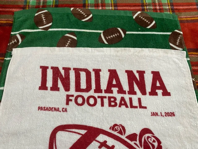 2026 ROSE BOWL Indiana Hoosiers Rally Towel 1/1/26 CHAMPIONS + PSA 9 RC ...