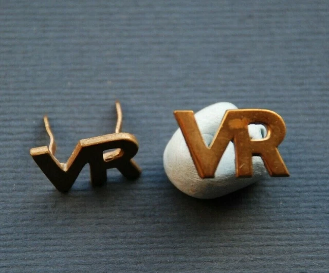 PAIR OF WW2 RAFVR Brass Titles. These are the smaller size (11 x 17mm ...