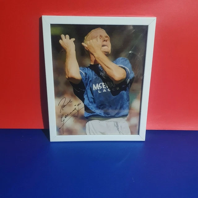 GLASGOW RANGERS LEGEND Gazza Paul Gascoigne Framed pre signed Photo ...