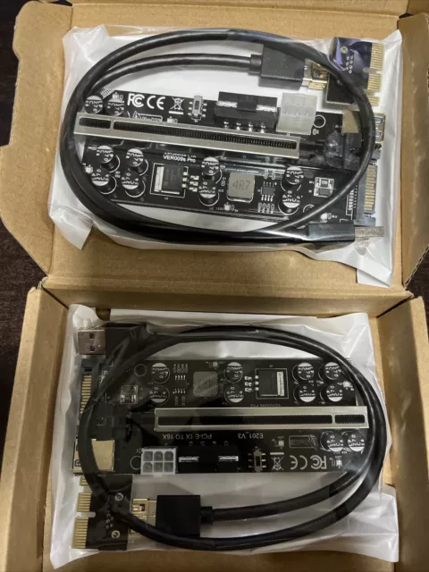 2 PACK PCIE Riser GPU Powered Risers Adapter Card (10 Solid Capacitors ...