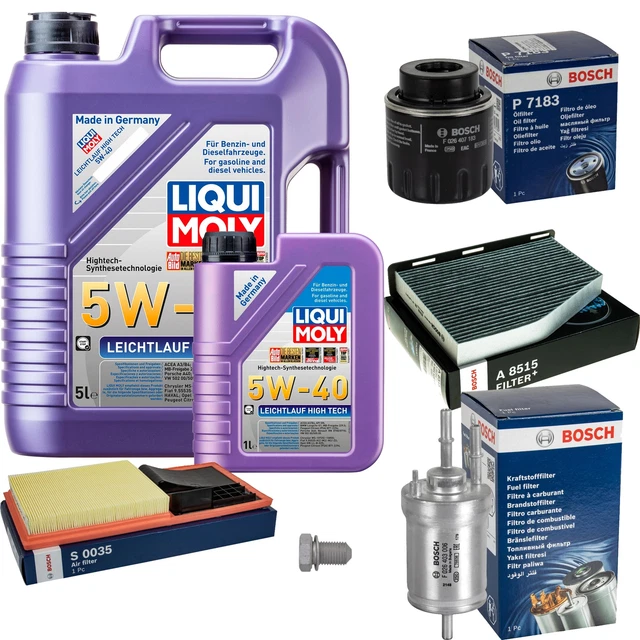 BOSCH INSPECTION SET 6 LIQUI MOLY Bon Fonctionnement High Tech 5W-40 ...