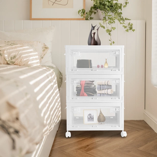 3-TIER STACKABLE STORAGE Bins With Lids Plastic Bin Containers ...