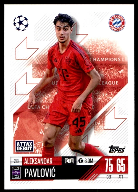 TOPPS MATCH ATTAX 2024/25 - Aleksandar Pavlovic FC Bayern München No. 218 £1.00 - PicClick UK