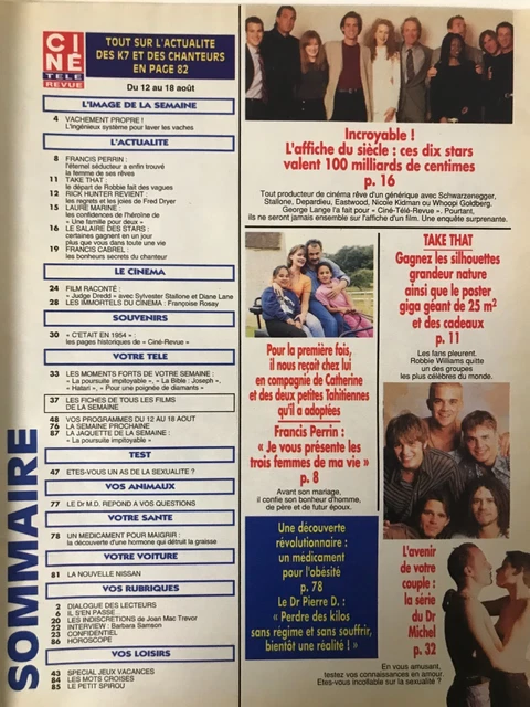 CINE REVUE 32/1995-PERRIN-FRED Dryer-Stallone-Francoise Rosay-Francis ...