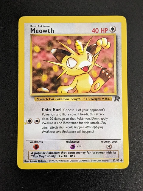 PRINTER HICKEY ERROR Meowth 62/82 Team Rocket Pokemon $37.99 - PicClick CA