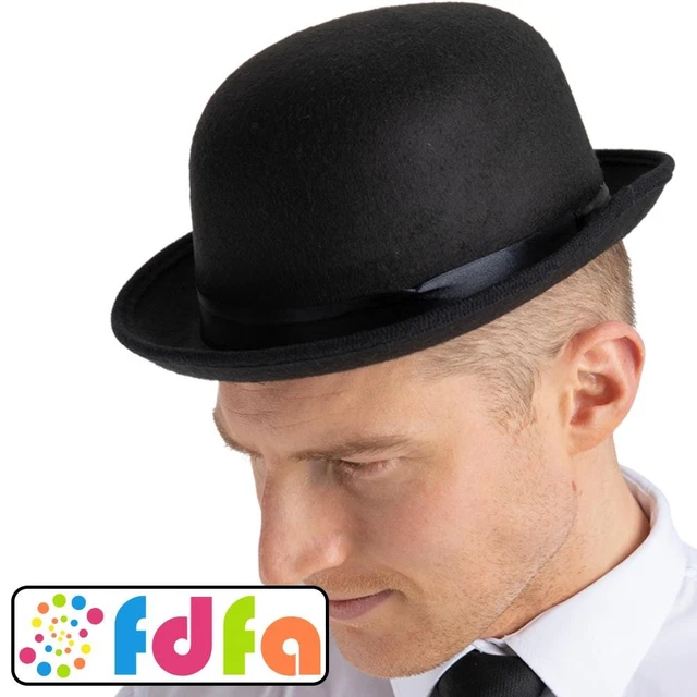 WICKED OLD ENGLAND Black Bowler Hat Adults Mens Unisex Fancy Dress £8. ...