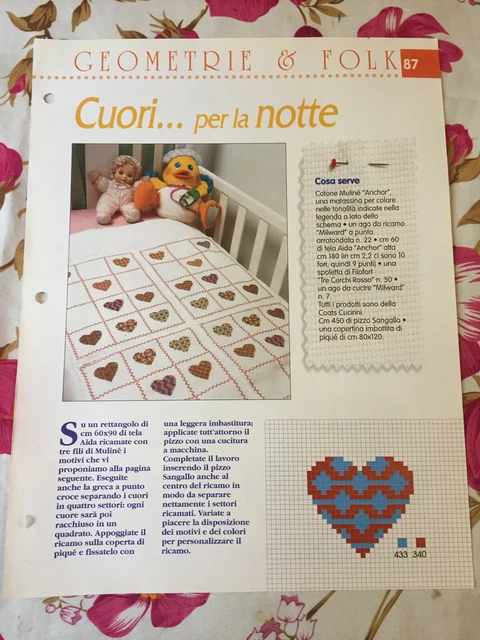 SCHEMA PUNTO CROCE Ricamo Geometrie e folk Cuori per la notte copertina EUR 2,50 - PicClick IT