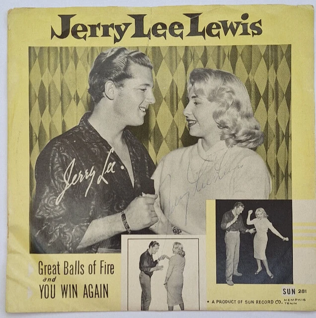 JERRY LEE LEWIS Sun Record 281 Autogramm signed autographed GREAT BALLS ...