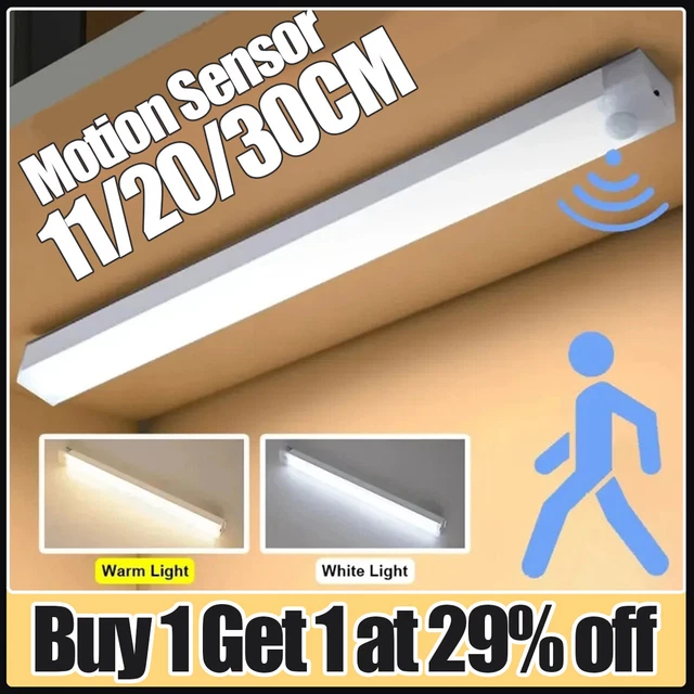 STRIP LIGHT LED PIR Motion Sensor USB Rechargeable Magnetic Cabinet ...