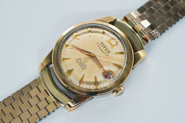 TITUS TITOMATIC AUTOMATIC Vintage Swiss Watch ETA 1258 21J Guilloche ...