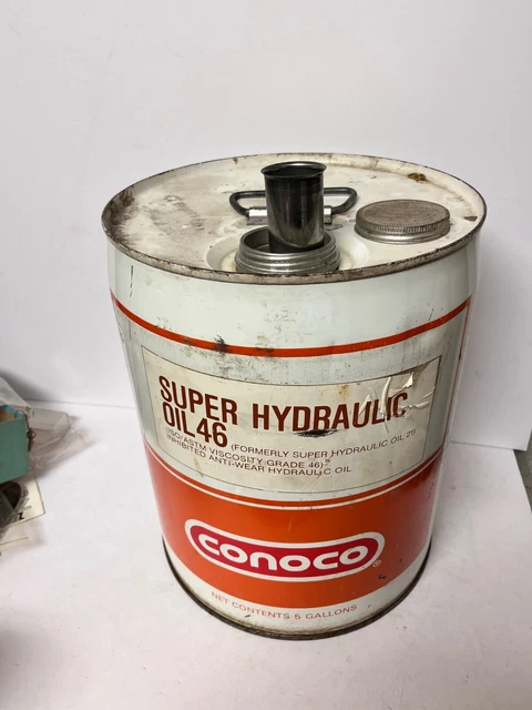 VINTAGE CONOCO 5 GALLON SUPER HYDRAULIC OIL CAN , Gas Station $19.95 ...