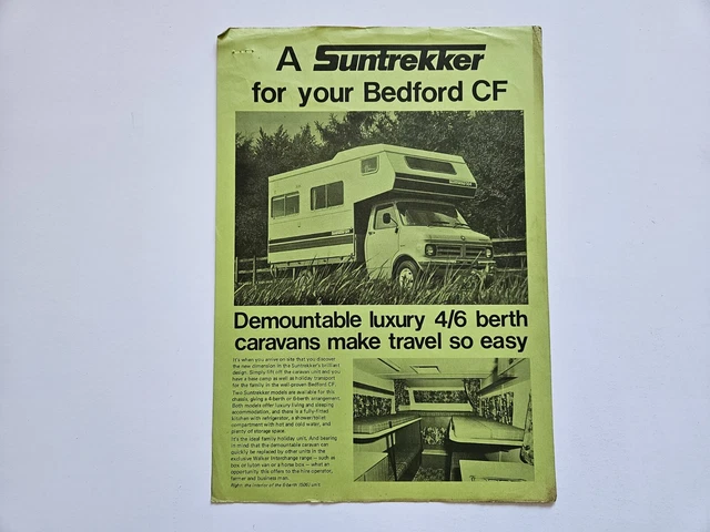BEDFORD SUNTREKKER MOTORHOME Camper Van Sales Brochure 1976 £6.95 ...