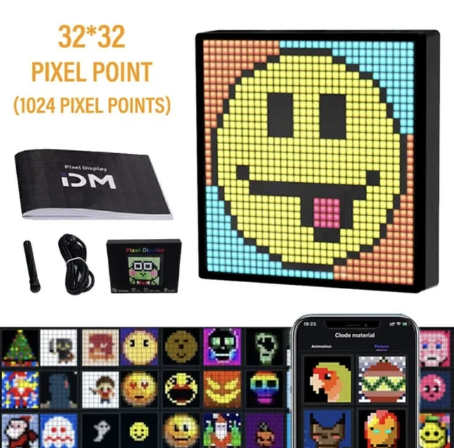 PIXEL ART DIGITALER Bilderrahmen Display Programmierbare APP-Steuerung ...