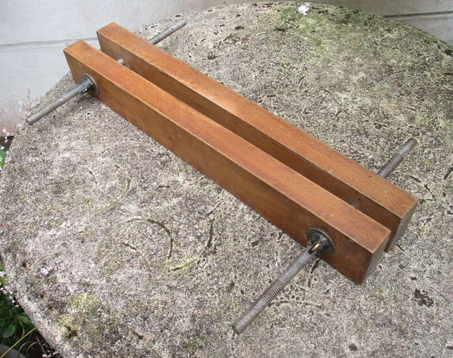 VINTAGE WOODEN LARGE Book Binding Tool Bookbinding Screw Clamp Press ...