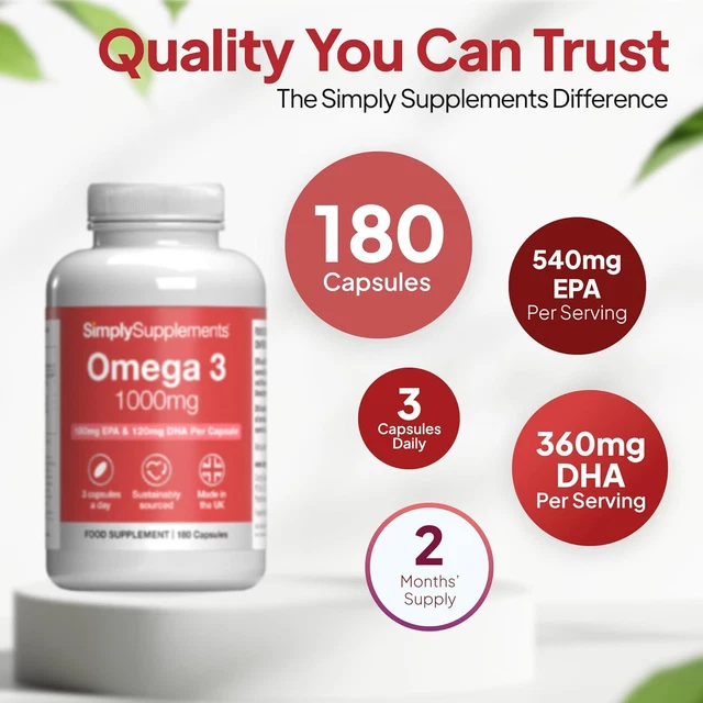 PURE OMEGA 3 1000Mg Capsules | Supports Heart, Brain & Eye Health ...