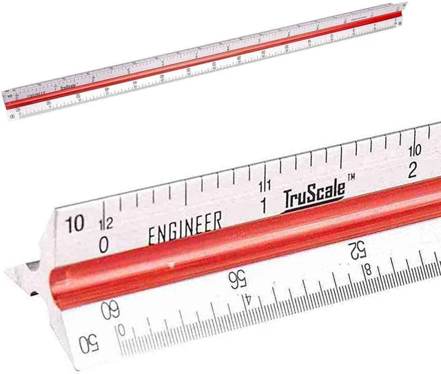TRIANGULAR ENGINEERING SCALE Aluminum Ruler for Architects, Engineers ...