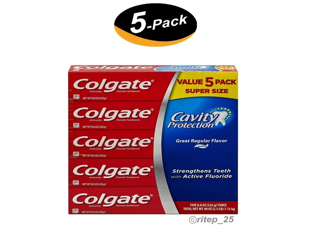 COLGATE CAVITY PROTECTION Toothpaste 8.0 OZ. Great Regular Flavor (5 ...