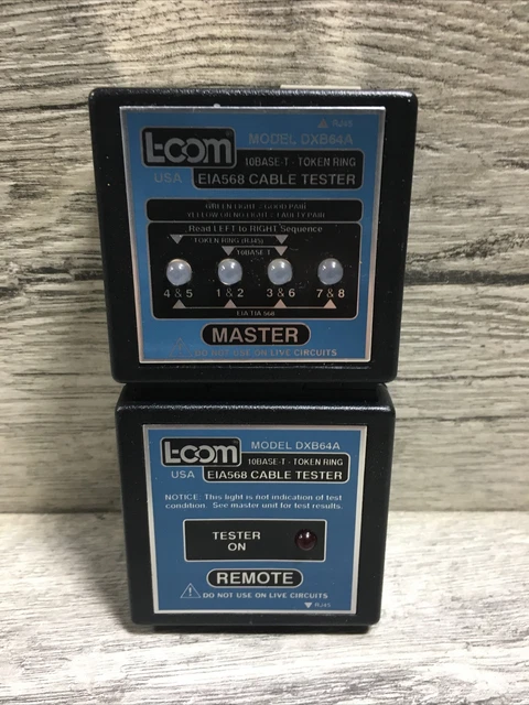 L-COM DXB64A EIA568 Cable Tester Master and Remote 10base-T L41 $23.99 ...