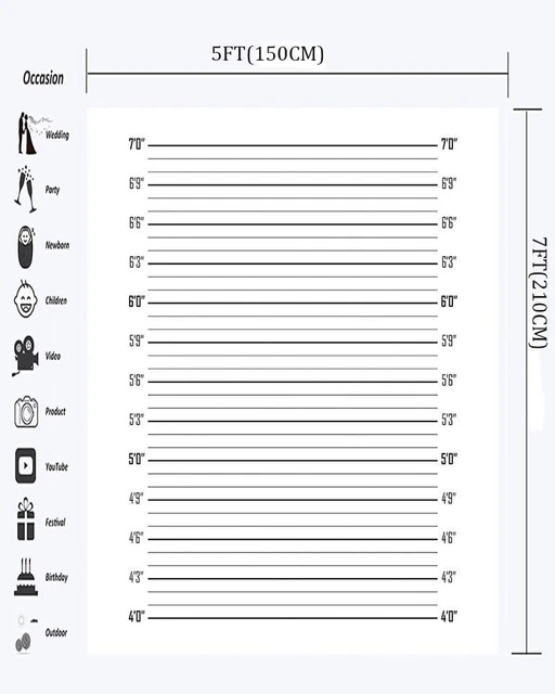 MUGSHOT BACKDROP FOR Photography 5X7FT Police Lineup Height Charts ...