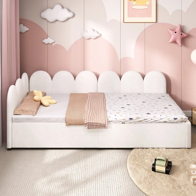 DAYBED PANEL PLUSH Velvet Upholstered Sofa Bed Storage 2 Drawer 3ft ...