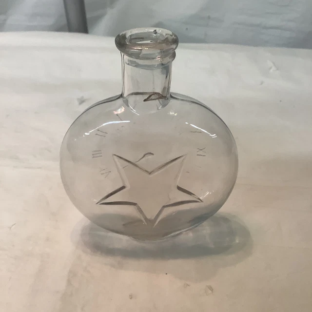 RARE ANTIQUARIAN BOTTLE Star Grandfathers Clock Face Embossed Flask £66 ...