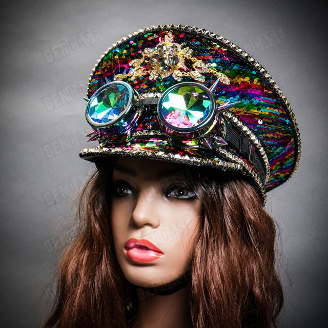 STEAMPUNK BURNING MAN Captain Party Hat w/ Center Rhinestone Jewelry ...