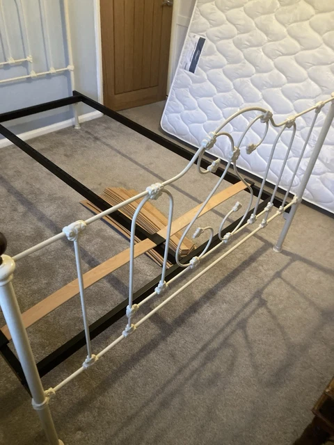 FEATHER AND BLACK Cream Metal Double Bed Frame £73.50 - PicClick UK