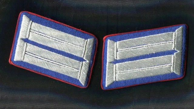 GERMAN WW1 PRUSSIAN Officers Collar Tabs silver on blue wool repro £16. ...
