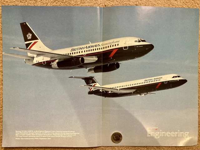VINTAGE BRITISH AIRWAYS Engineering Poster - Boeing 737-200 & BAC 1-11 ...