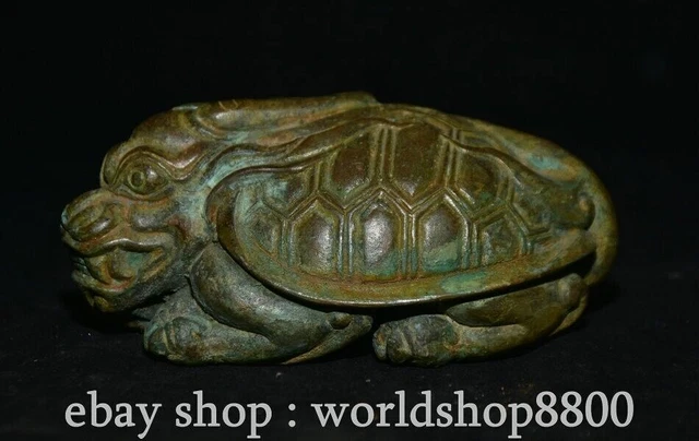 4& OLD CHINESE Shang Dynasty Bronze ware Dragon Turtle Beast Statue ...