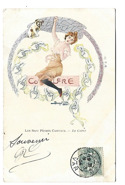 ILLUSTRATION ART NOUVEAU Signee Bouhin Les Sept Peches Capitaux La ...