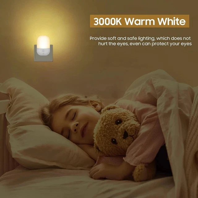 2-PACK DETAKE LED Night Light Plug in Walls 5 Levels of Brightness ...