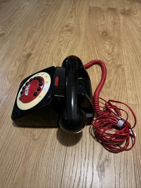 NEXT RETRO PUSH Button Home Corded Telephone Black Red Recall & Redial ...