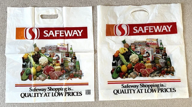 VINTAGE SAFEWAY CARRIER Bag X 2 - Large Plastic Bag £5.00 - PicClick UK