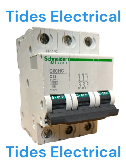 SCHNEIDER MCB 32 Amp Triple Pôle 3 Phasé Type C 32A C60HC C32 25676 EUR ...