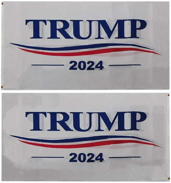 3X5 TRUMP 2024 Wave White 100D 3'x5' Woven Poly Nylon Double Sided Flag ...