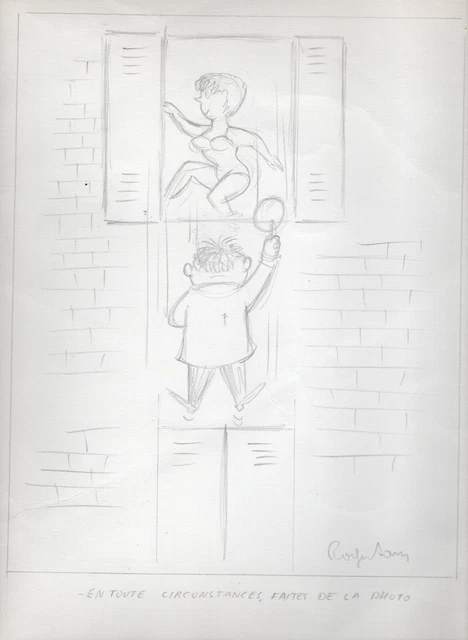 ROGER SAM Planche De Dessin Humoristique Originale Signee 24 X 32 M. De ...