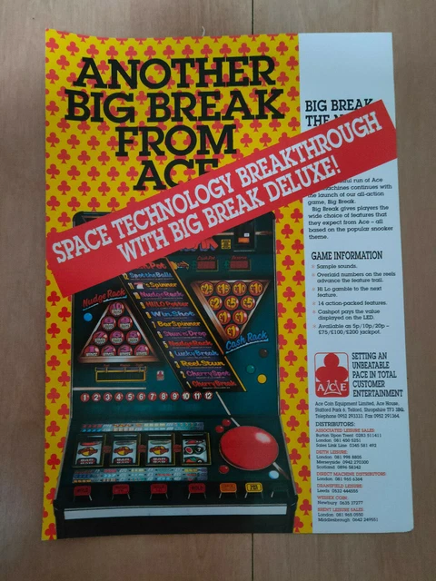 ACE &BIG BREAK& Arcade Fruit Club Machine Sales Brochure / Flyer £12.00 ...