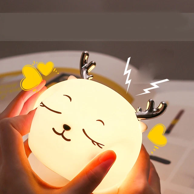 1.5W SILICONE NIGHT Light Cute Deer Shape Portable Children Lamp With ...