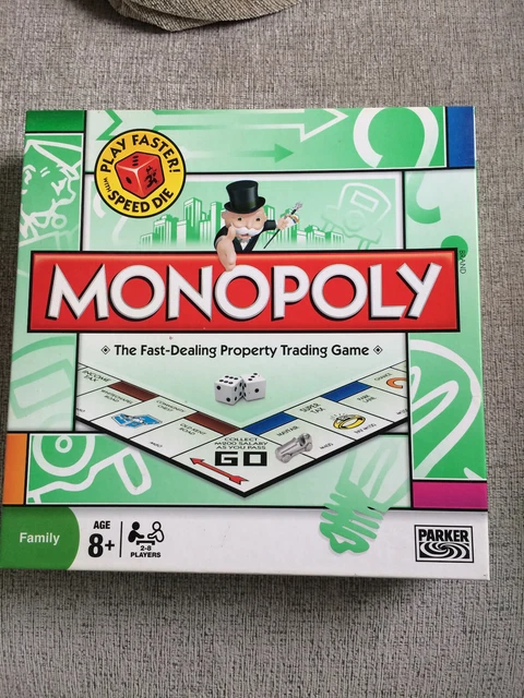 HASBRO MONOPOLY BOARD Game option to play faster with speed die £6.99 ...