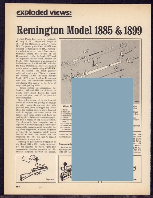 REMINGTON MODEL 1895, 1899 Rifle Exploded View Parts List 2-pg Assembly ...