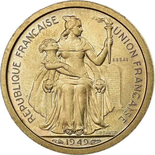 MÜNZE, NEUKALEDONIEN, FRANC, 1949, Paris, ESSAI, UNZ, Copper-nickel, KM ...