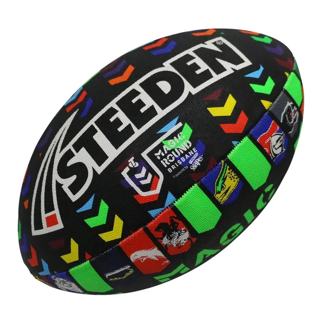 2025 OFFICIAL MAGIC Round NRL Steeden Rugby League Football Size 11 ...