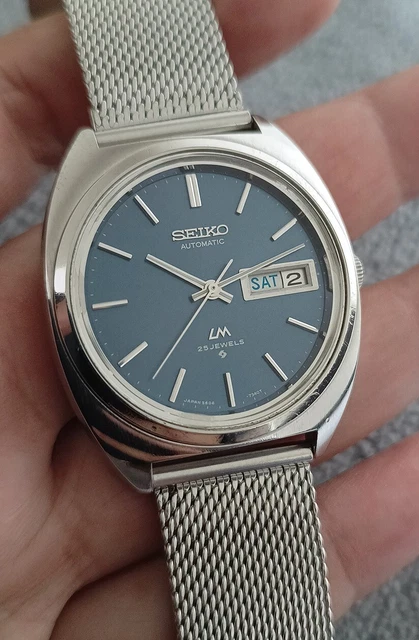NICE VINTAGE SEIKO Lm 5606-7140 Blue Dial Automatic 25 Jewels Japan ...