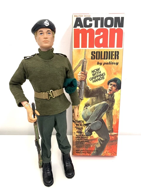 VINTAGE 1970’S PALITOY Action Man Soldier Doll Figure + Box 100% ...