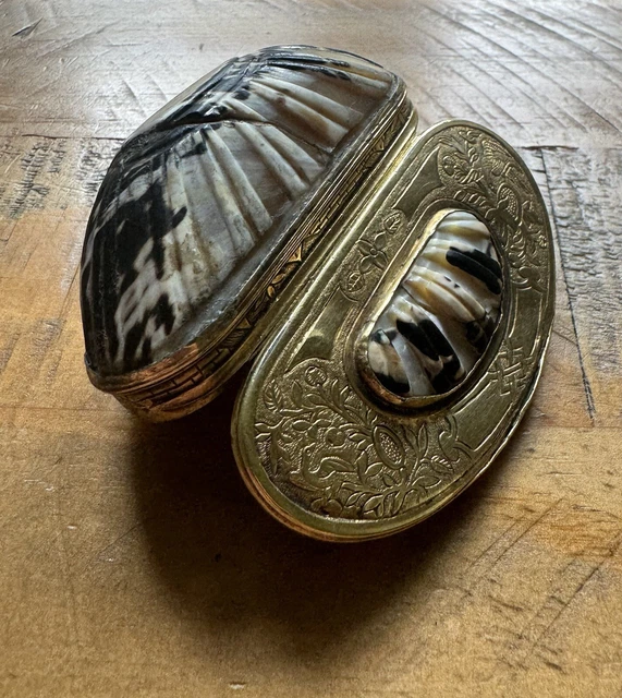 RARE GEORGE II Silver Gilt Mounted Unusual Shell Snuff Box, c1730 £275. ...