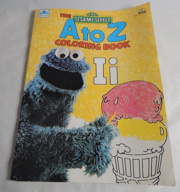 1976 SESAME STREET A to Z Coloring Book Cookie Monster Big Bird Ernie ...