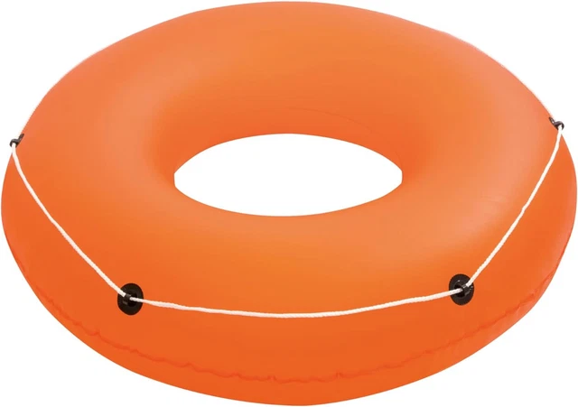 GIANT 1.2M INFLATABLE Orange Rubber Ring Tube Donut Tyre Swimming Pool ...