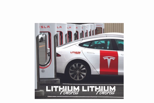 2 LITHIUM POWERED Sticker Vinyl Decal Tesla Electric Vehicle Hybrid ...